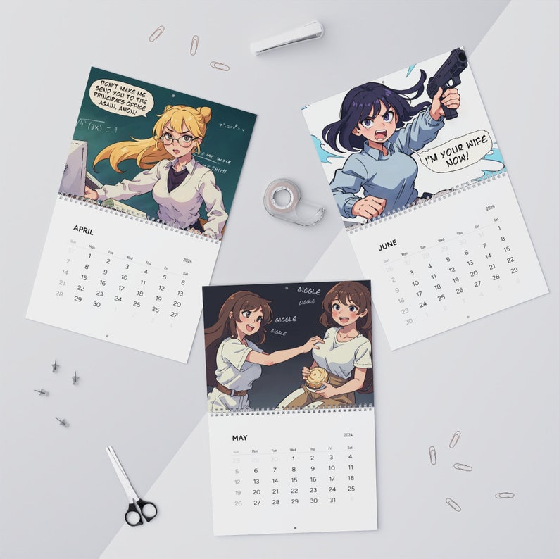 Anime Wall Calendar 2024 Funny Manga Poster Calendar for Weeb Waifu ...