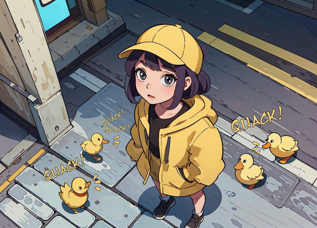 Anime Cartoon Ducks Painting Japanese Anime Waifu Manga Cute Cartoon ...