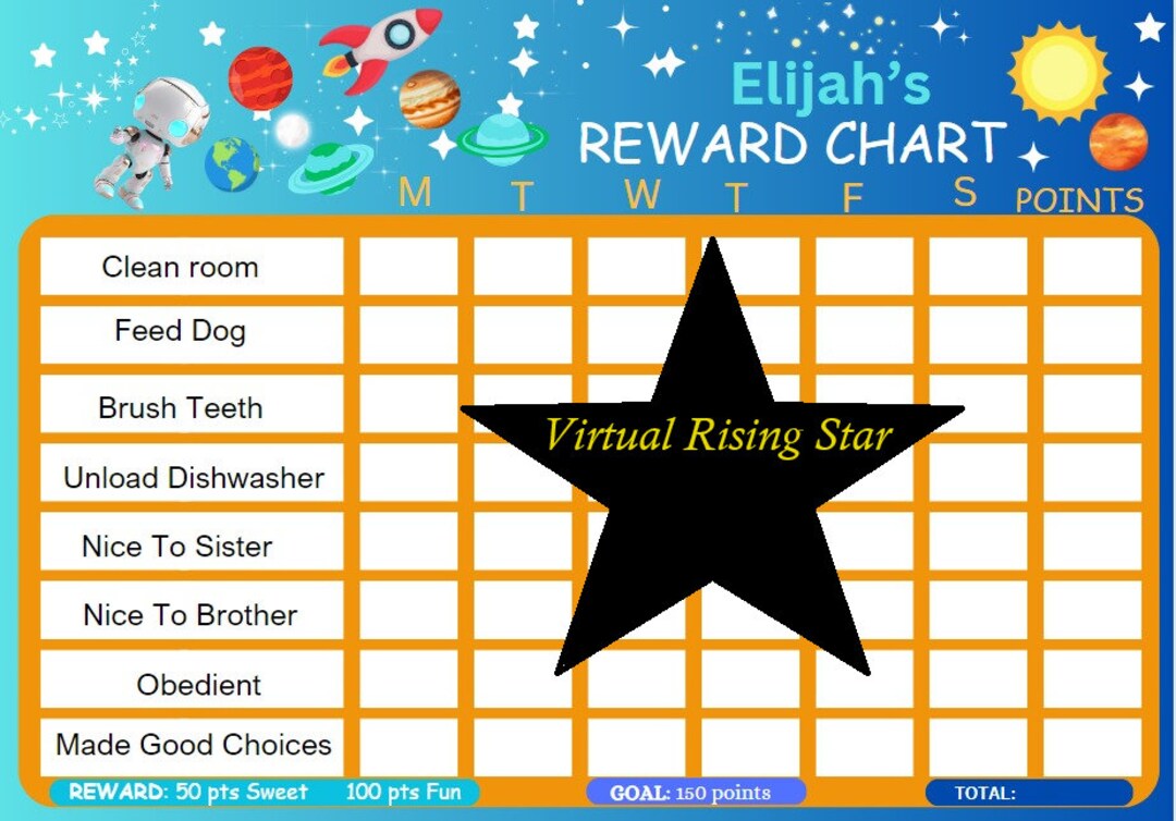 Outer Space Behavior Chart - Etsy