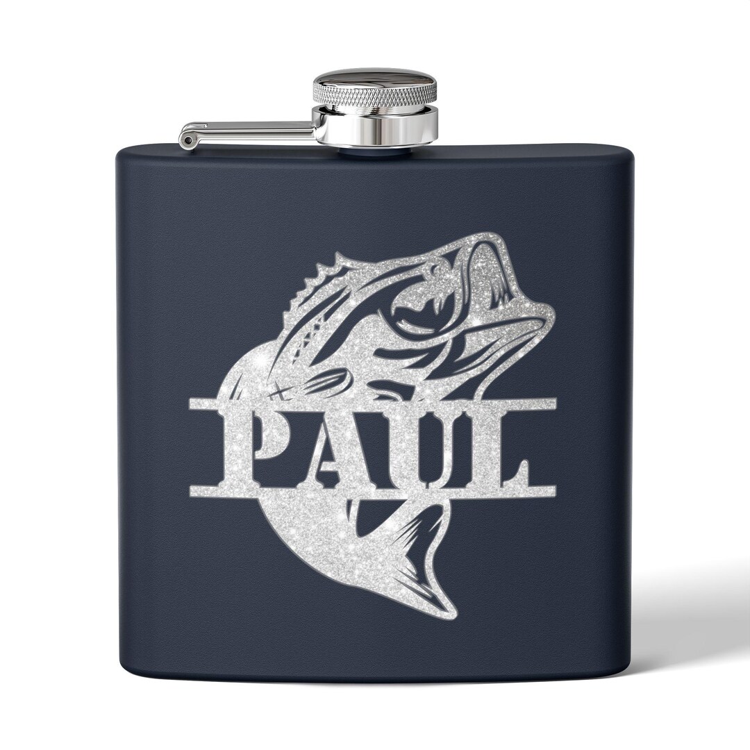 Personalized Fishing Flask: Bass Design, Stainless Steel 6oz - Etsy