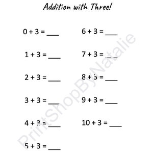 Printable Addition With Three Practice Worksheet - Etsy