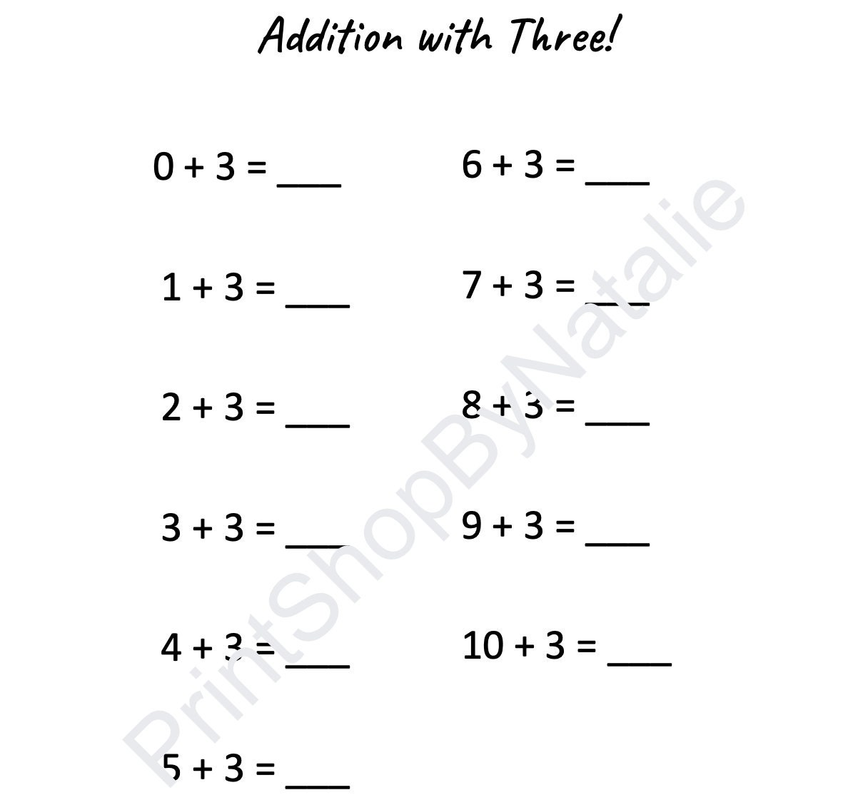 Printable Addition With Three Practice Worksheet - Etsy