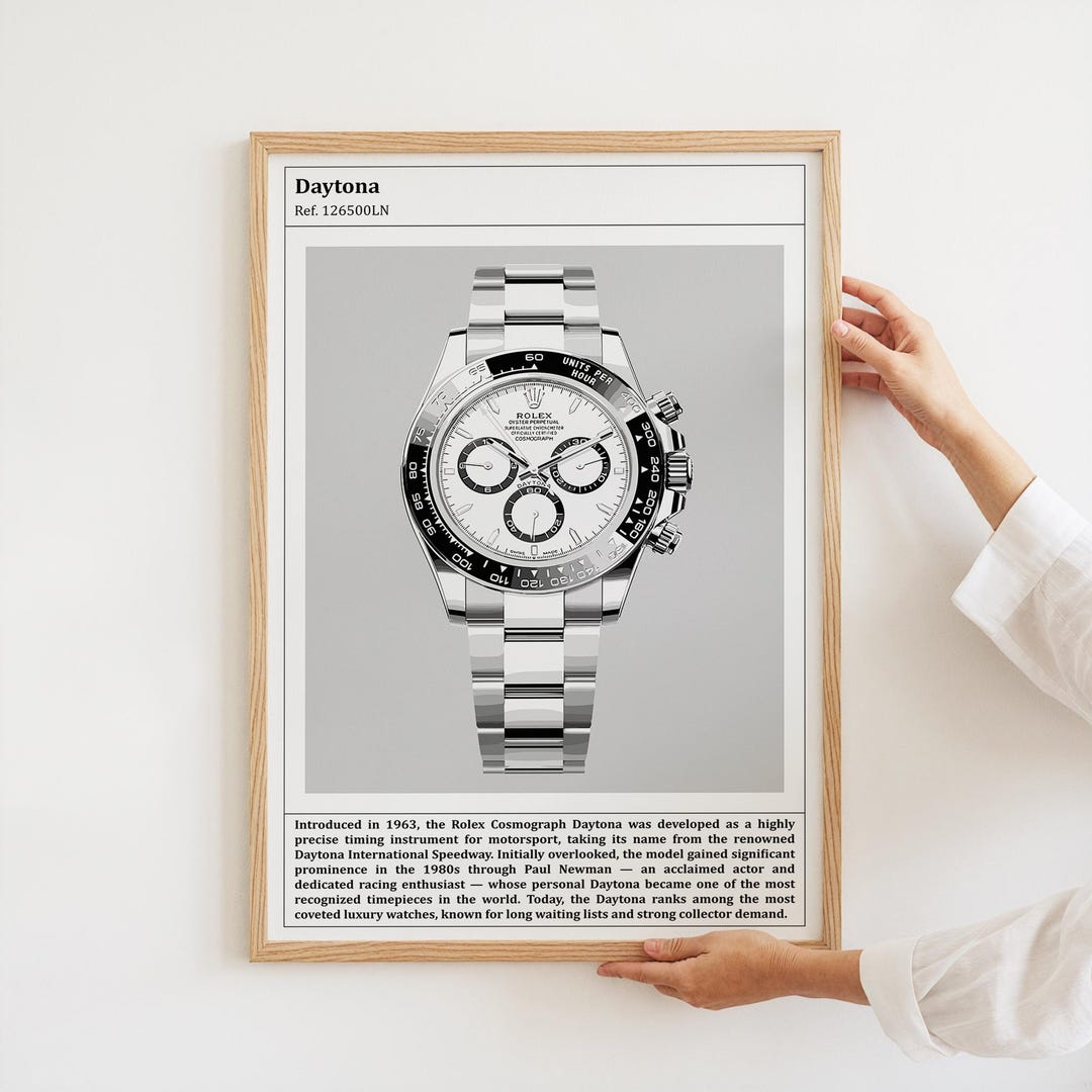 Rolex Daytona Drawing Framed Poster | Canvas + Frame | Luxury Watch Art ...