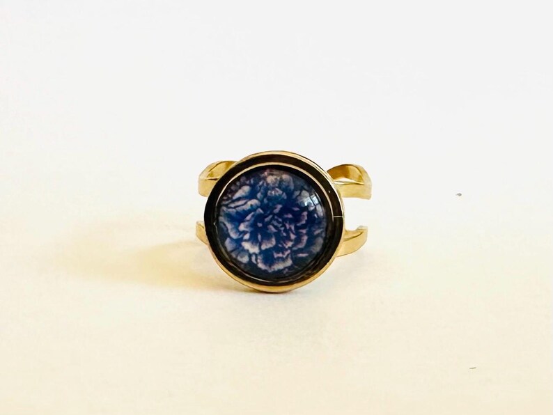 Blue Flower Ring B Gold Finish - Etsy
