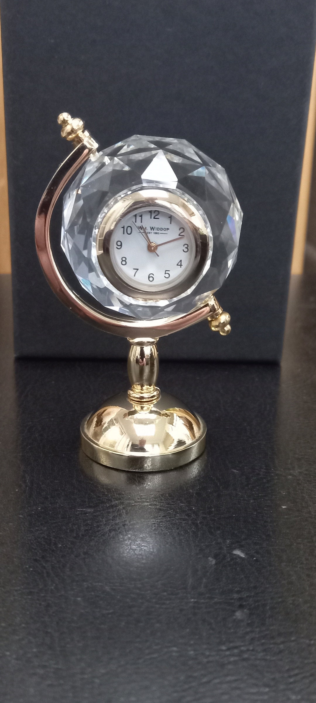 Miniture Crystal Glass Globe Novelty Desk Clock. Boxed. Working. - Etsy UK