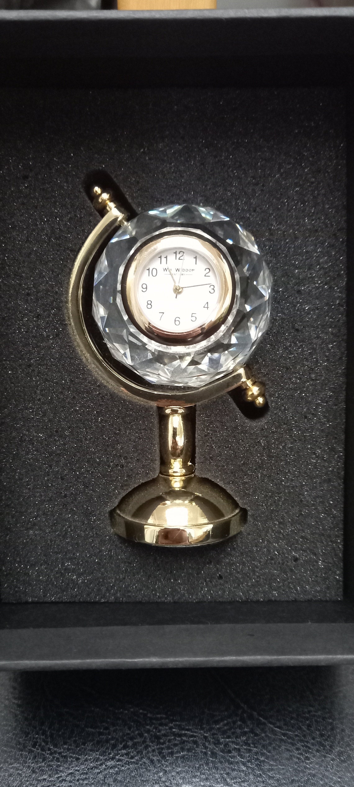 Miniture Crystal Glass Globe Novelty Desk Clock. Boxed. Working. - Etsy UK