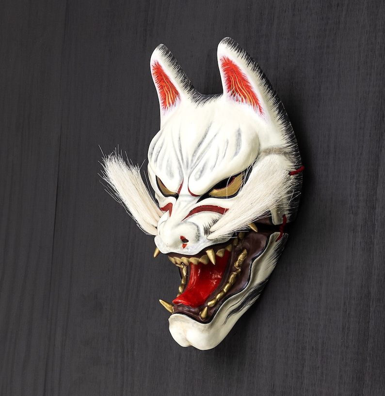 Japanese Fox Kitsune Mask. White Mask Made to Order. Asian Art and Wall ...