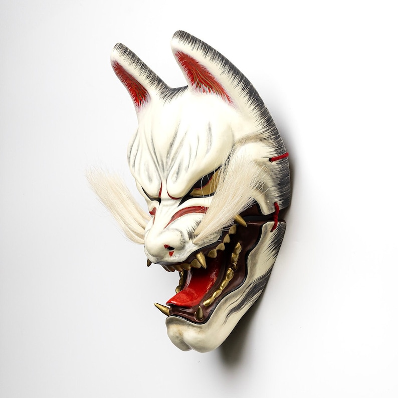 Japanese Kitsune Mask: Hand-painted Asian Decor - Etsy