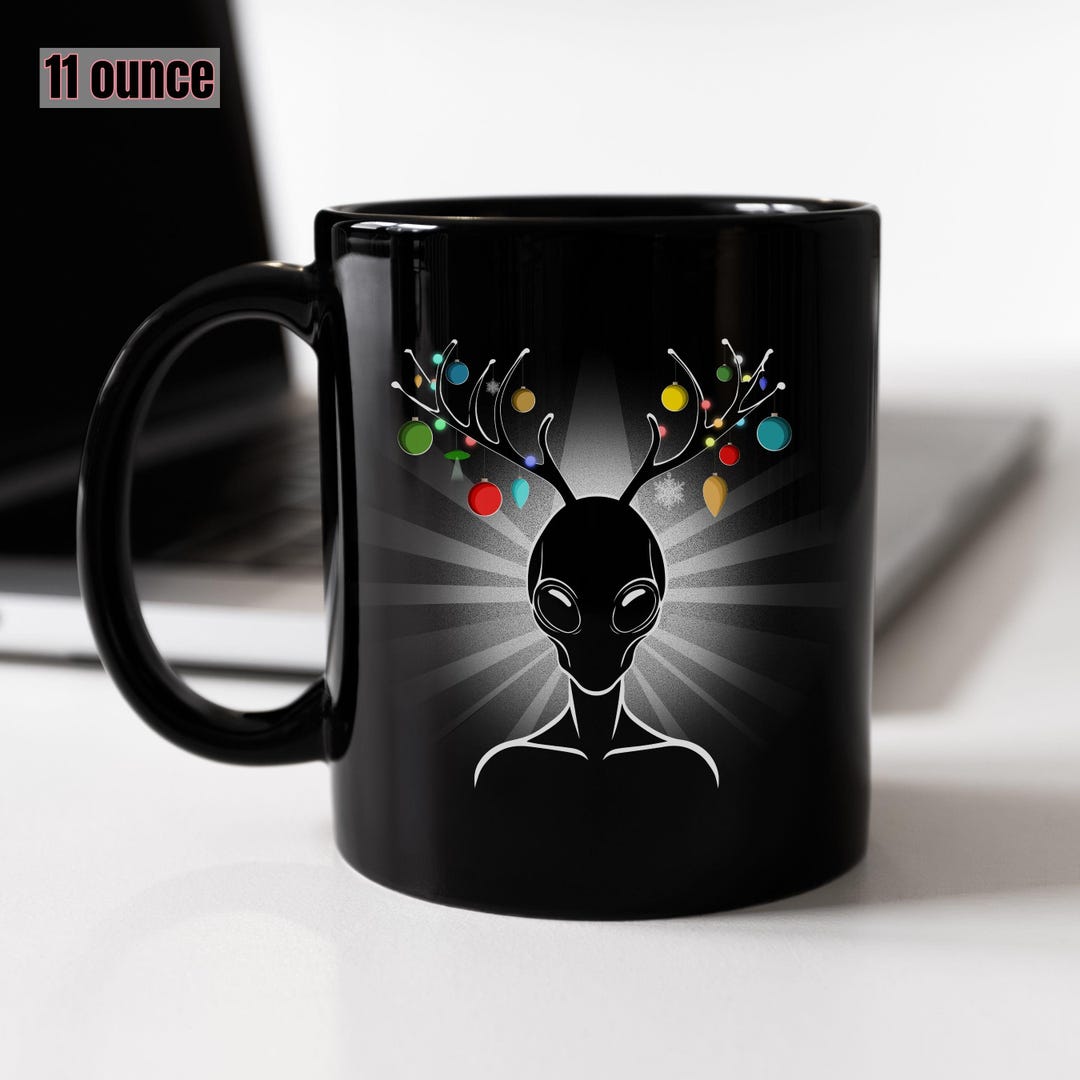 Customizable Alien Reindeer Coffee Mug, Christmas Alien Holiday ...