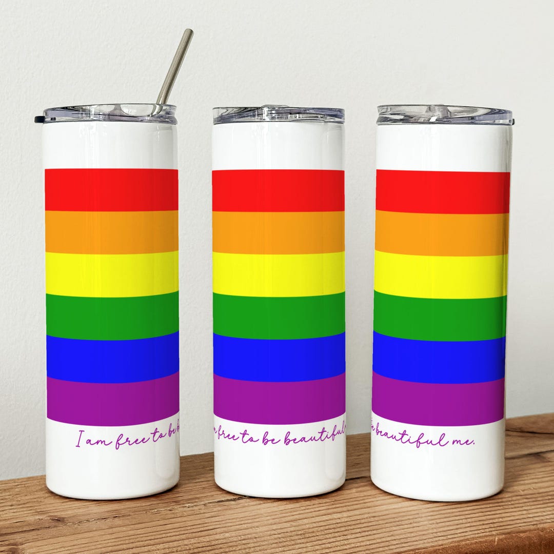 Customizable Rainbow Gay Pride Flag Tumbler: LGBTQ+ Community, Allies ...