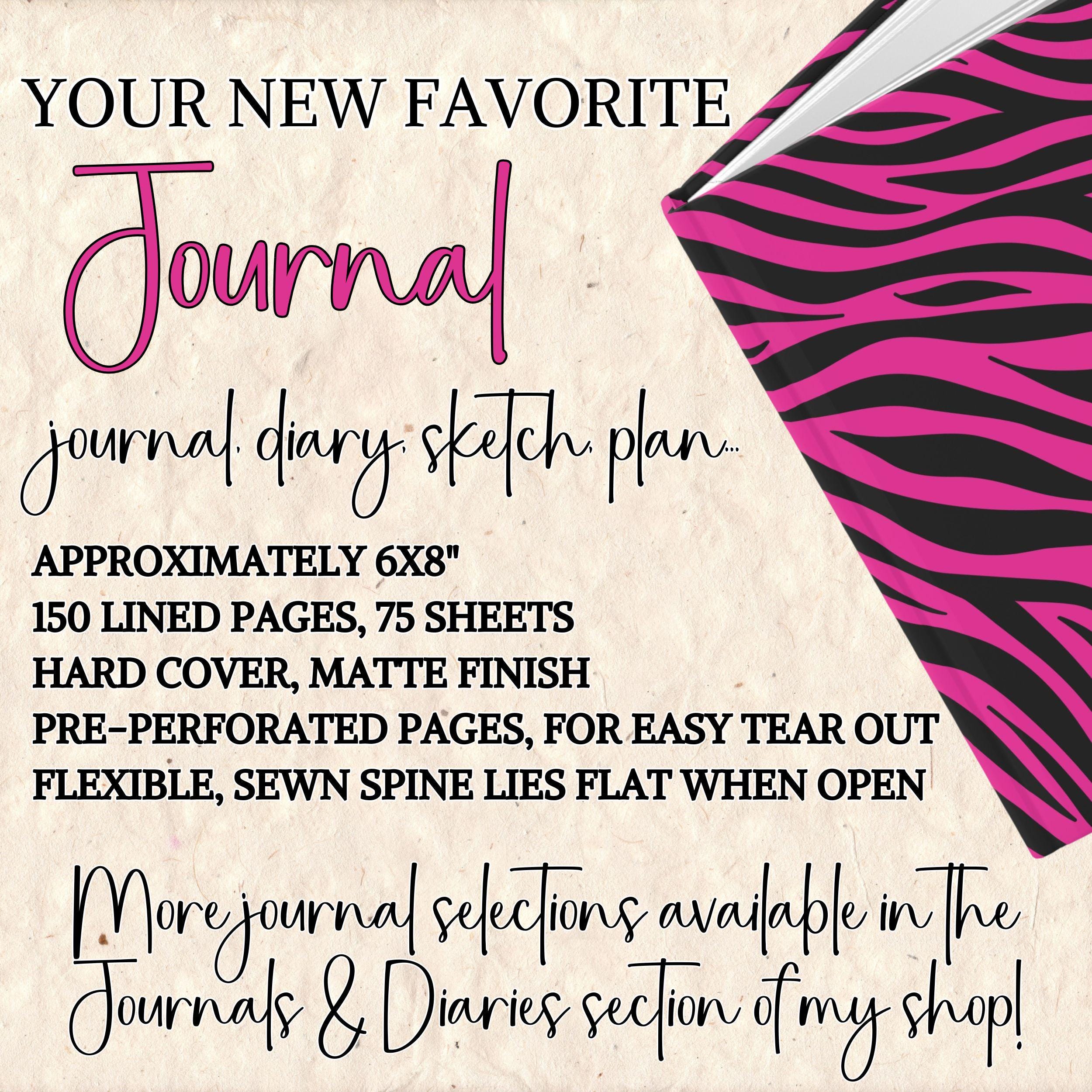 Custom Y2K Pink Zebra on Black Journal; Hardcover Notebook for Teen ...