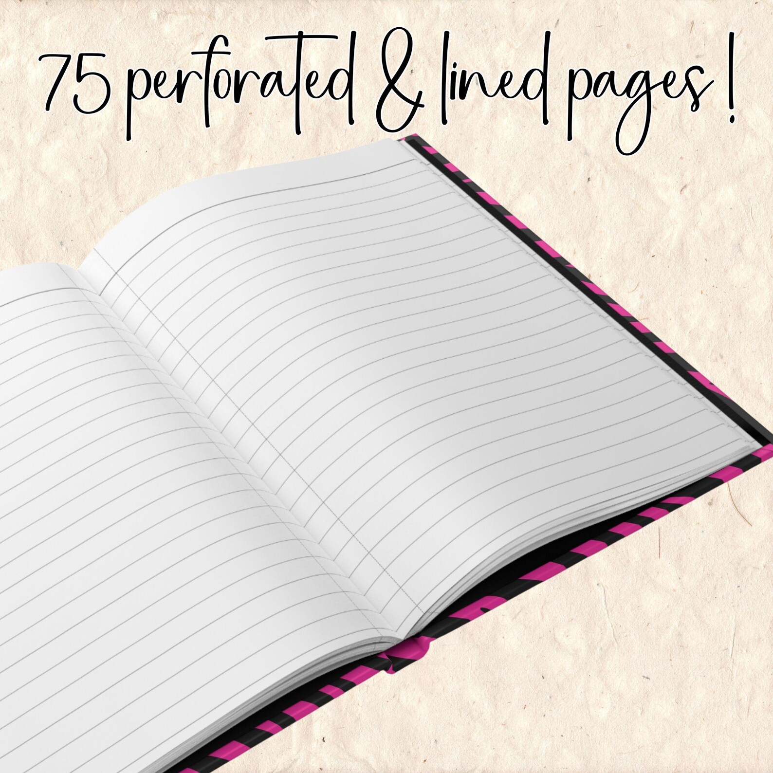 Custom Y2K Pink Zebra on Black Journal; Hardcover Notebook for Teen ...