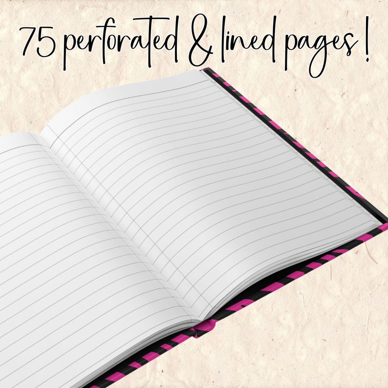 Custom Y2K Pink Zebra on Black Journal; Hardcover Notebook for Teen ...