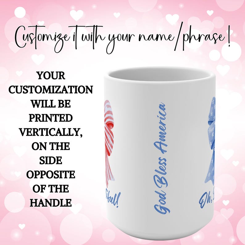 Customizable Patriotic "oh, Beautiful" Mug With American Flag Bow; Add ...