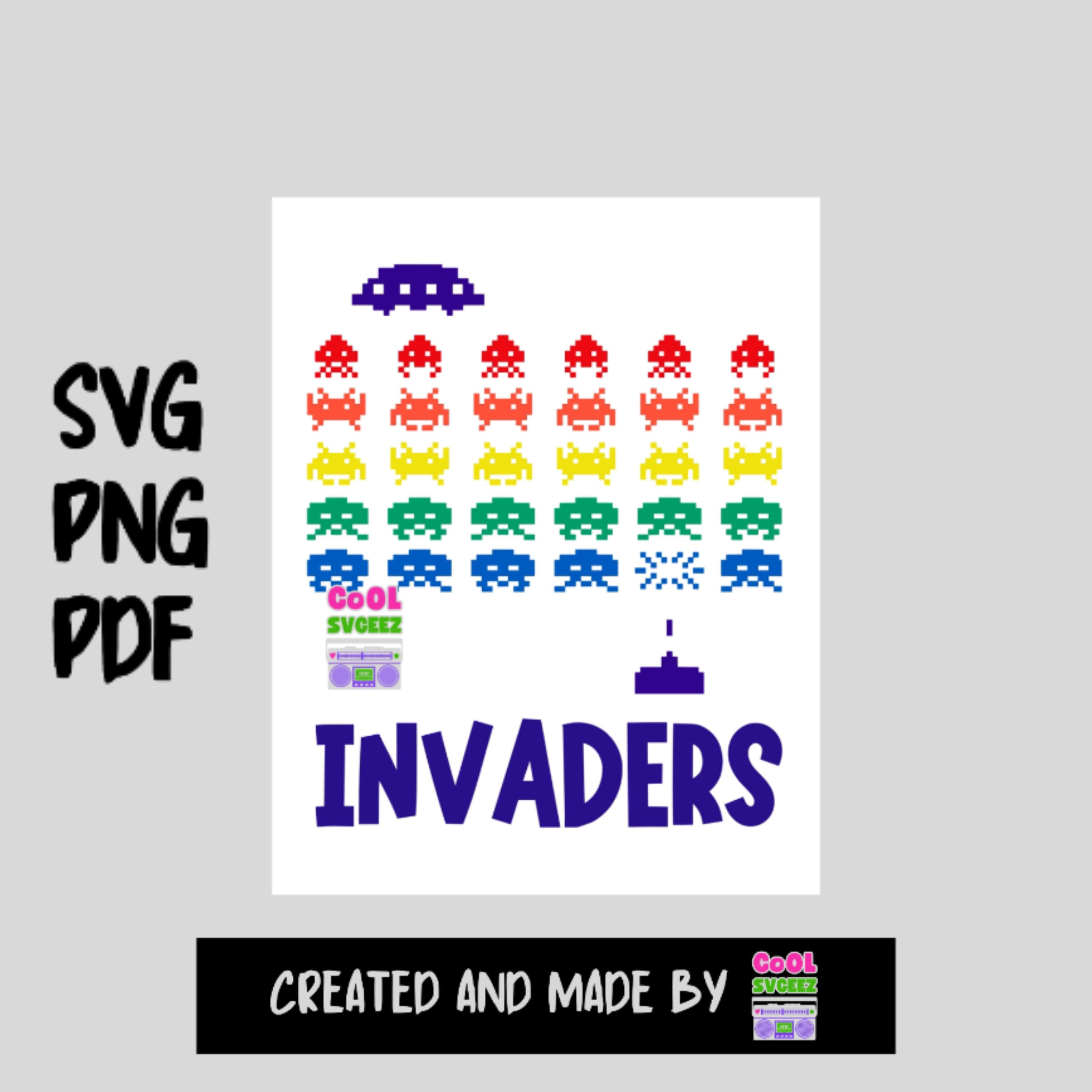 Arcade Invaders Svg Png Pdf 70s 80s 90s 8bit Video Game Retro Tshirts ...