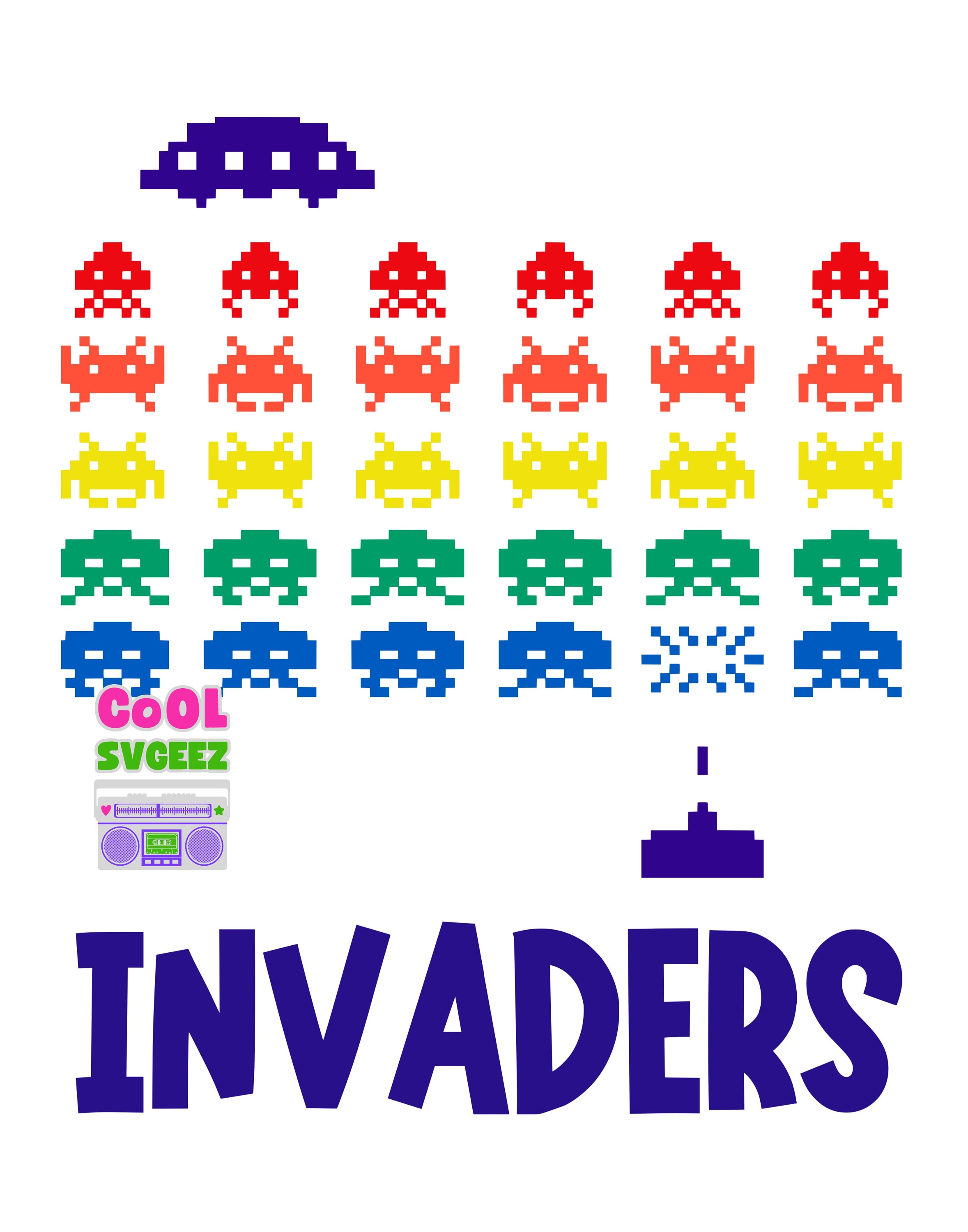 Arcade Invaders Svg Png Pdf 70s 80s 90s Nostalgia 8bit Video Game Retro ...