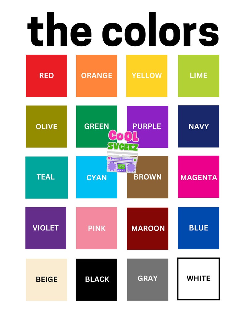 The Colors Svg Png Pdf Chart Kids Teens Adults Students Artist Art ...