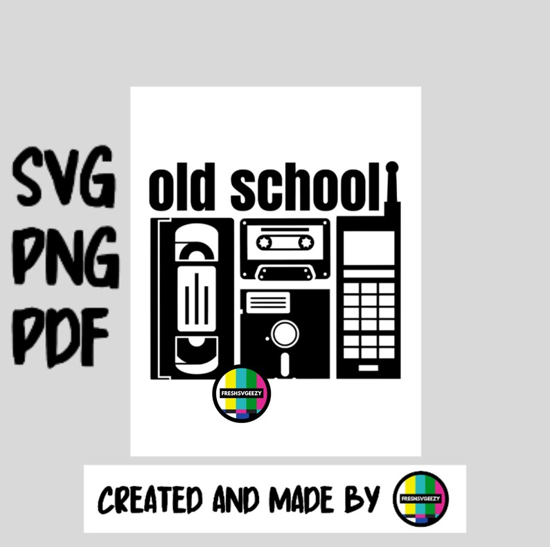 Old School Svg Png Pdf 80s 90s Cassette Tape Vhs Floppy Disk Telephone ...