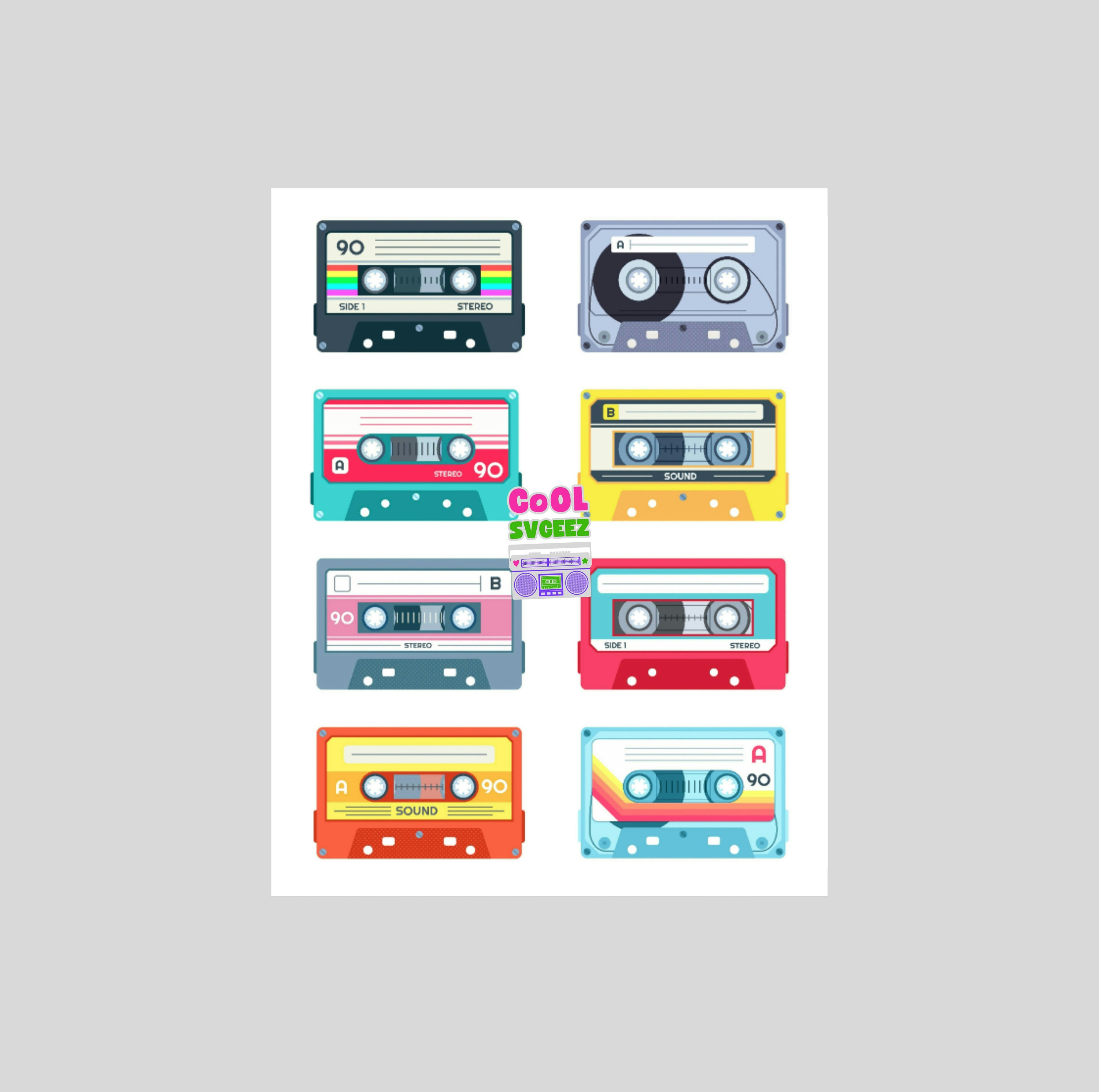Cassette Clipart 8 Svg 9 Png 9 Pdf 9 Jpg 80s 90s Retro Tapes Cool ...