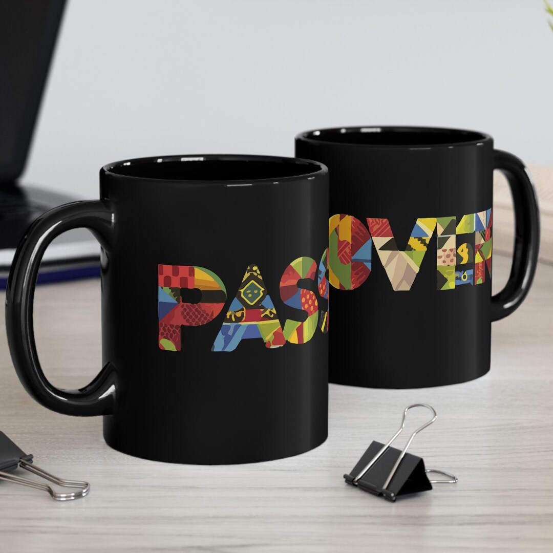 Passover Gift Mug, Exodus From Egypt, Jewish Seder Pesach Black Ceramic ...