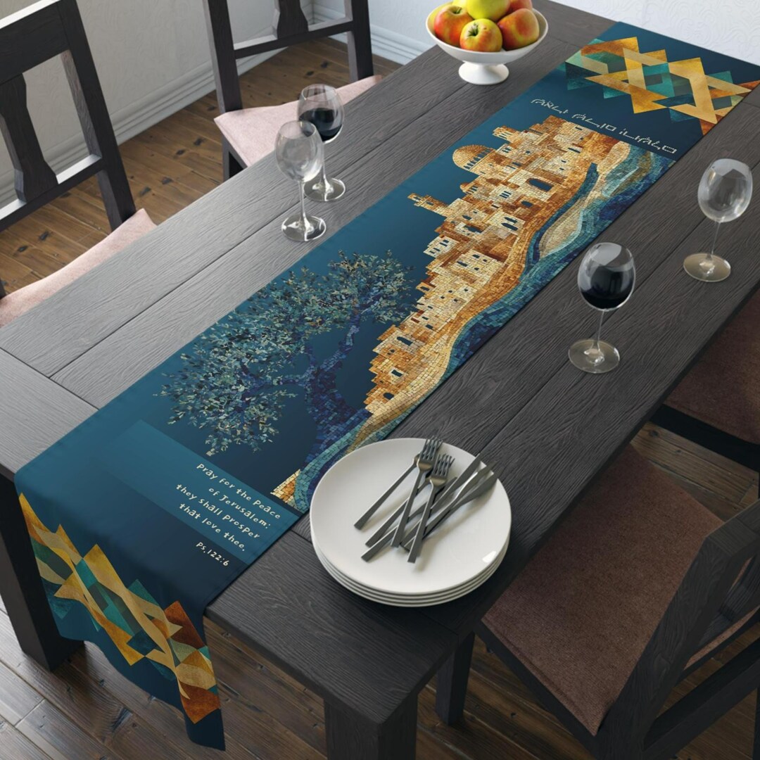 Jerusalem Table Runner, Shalu Shalom Yirshalaim, Inspired by Ancient ...