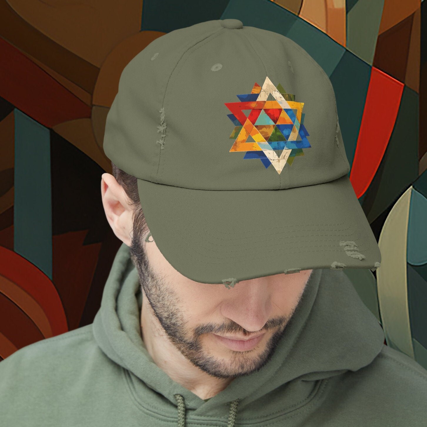 Israeli Star of David Hat, Jewish Symbol Magen David Unisex Distressed ...