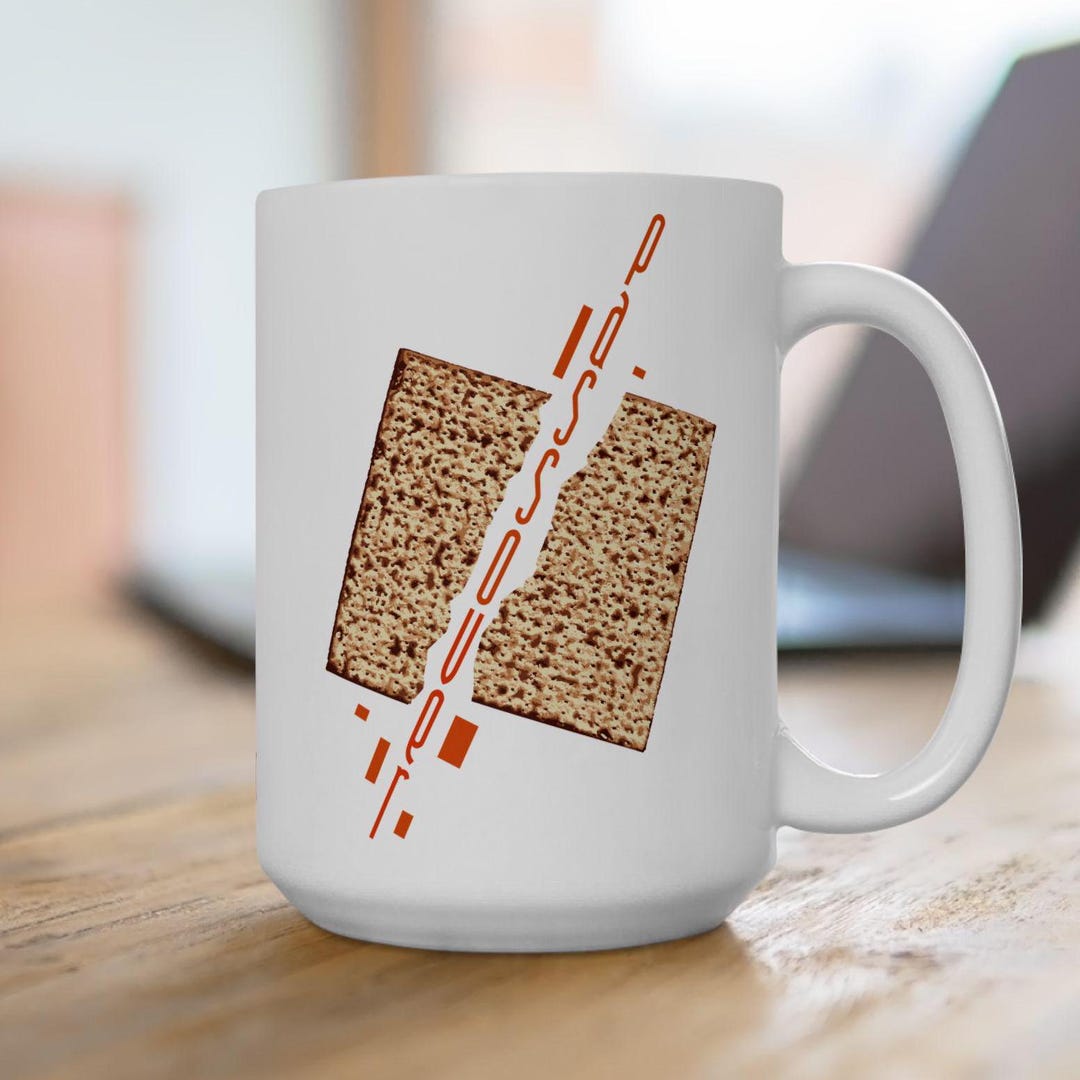 Passover White Ceramic Mug 15 Oz, Afikoman Broken Matzah Exodus From ...