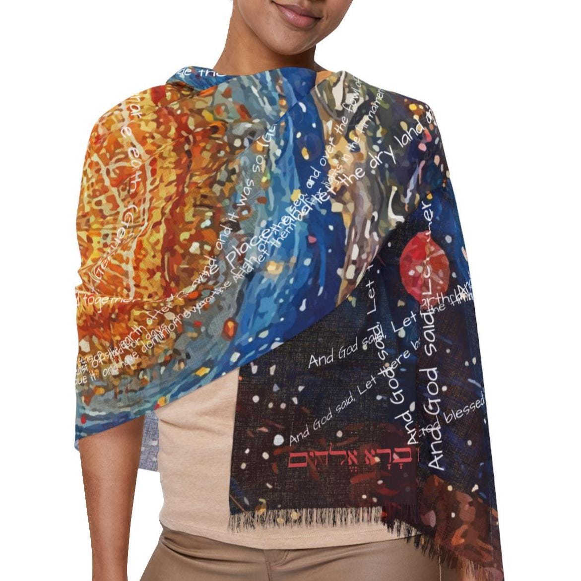 Creation of the World Light Scarf, Ten Utterances Modern Judaica Shawl ...