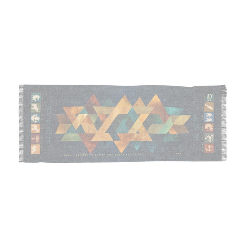 Twelve Tribes of Israel Light Scarf, Magen David Jewish Woman Head ...