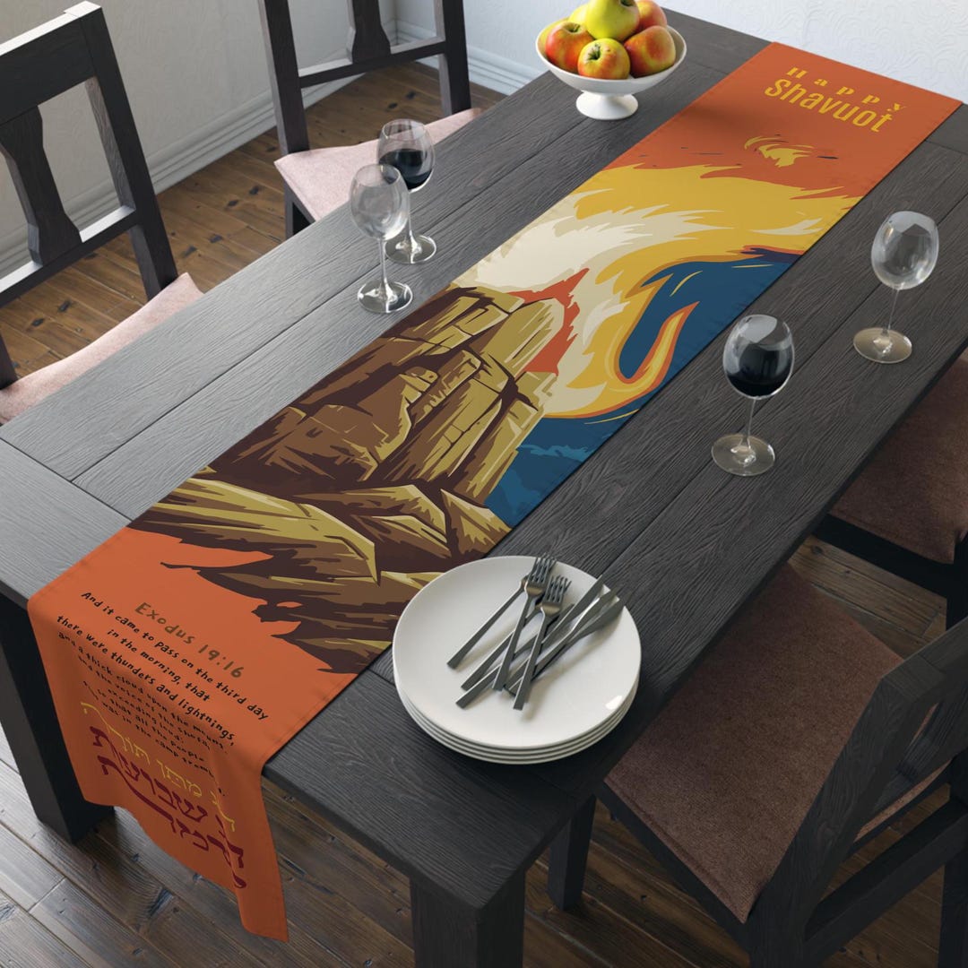 Shavuot Table Runner Gift, Giving of the Torah on Mount Sinai, Jewish ...