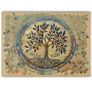 Tree of Life Glass Cutting Board, Shabbat Shalom Jewish Israeli ...