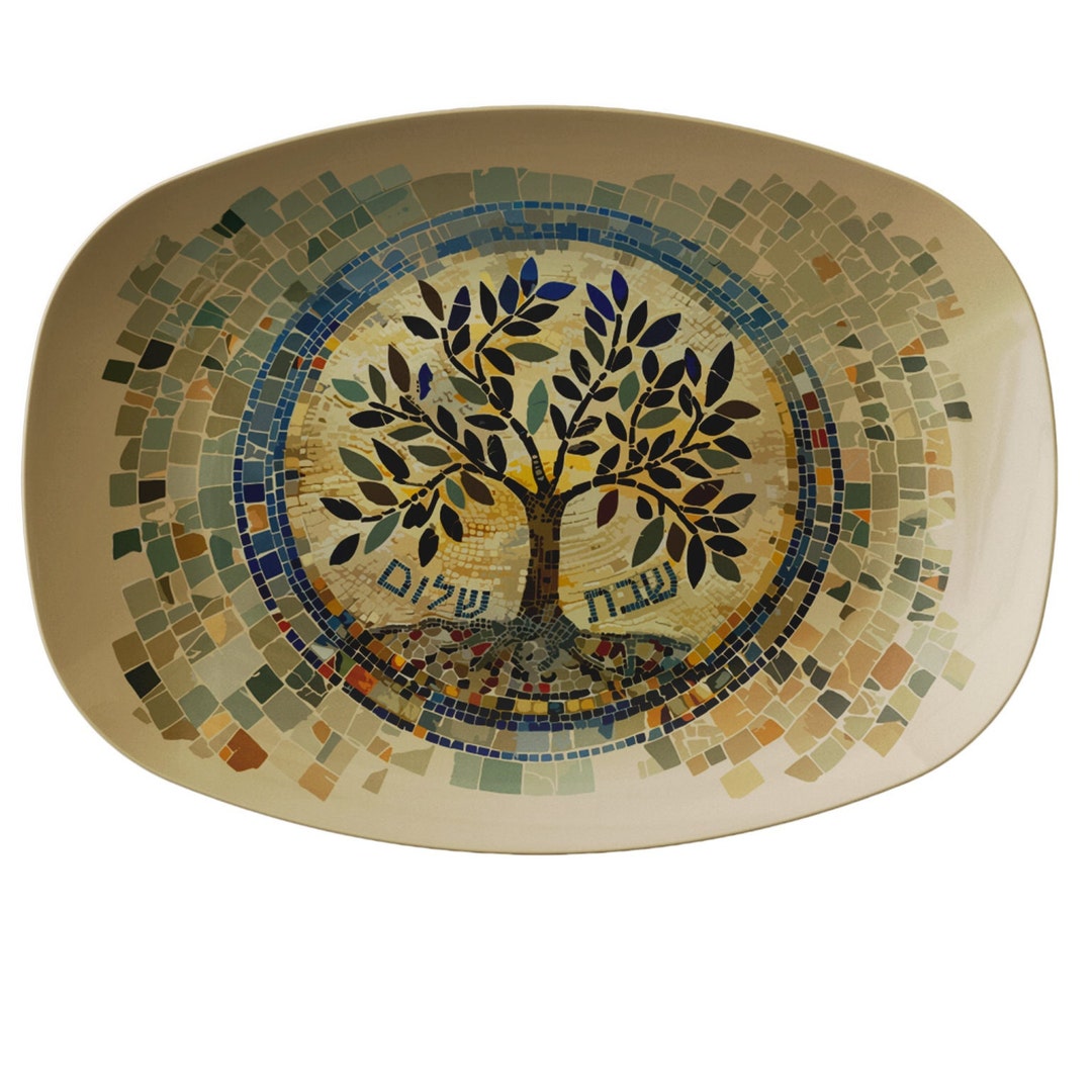 Tree of Life Platter, Shabbat Shalom Jewish Saturday Plate Gift ...