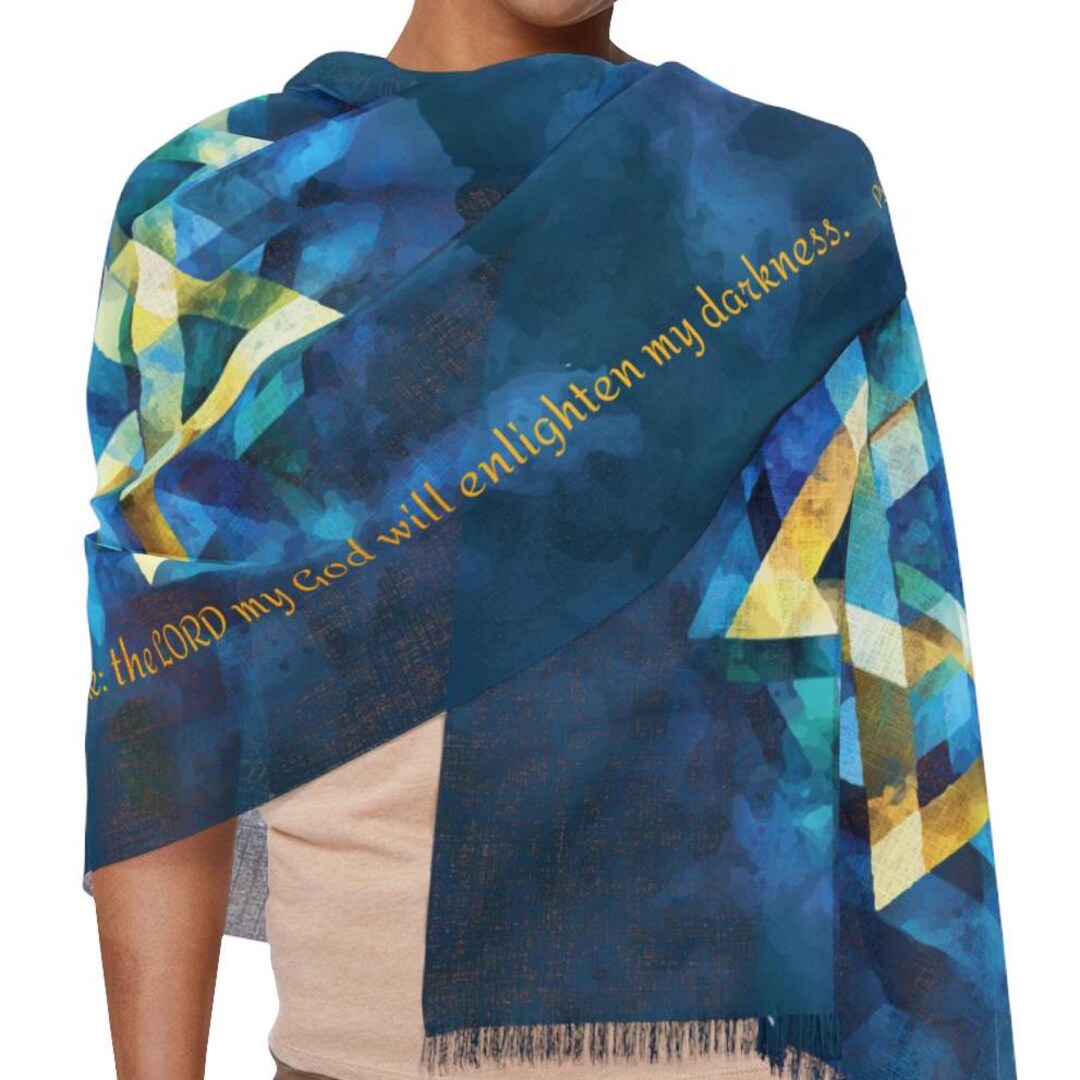 Magen David Light Scarf Gift, Jewish Star of David Prayer Shawl for ...