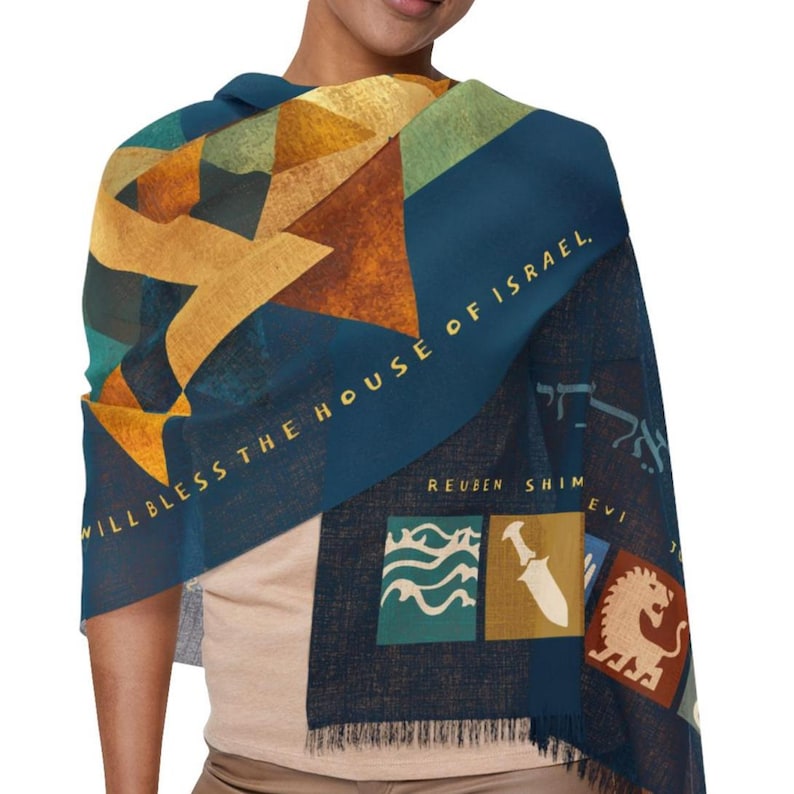 Twelve Tribes of Israel Light Scarf, Magen David Jewish Woman Head ...