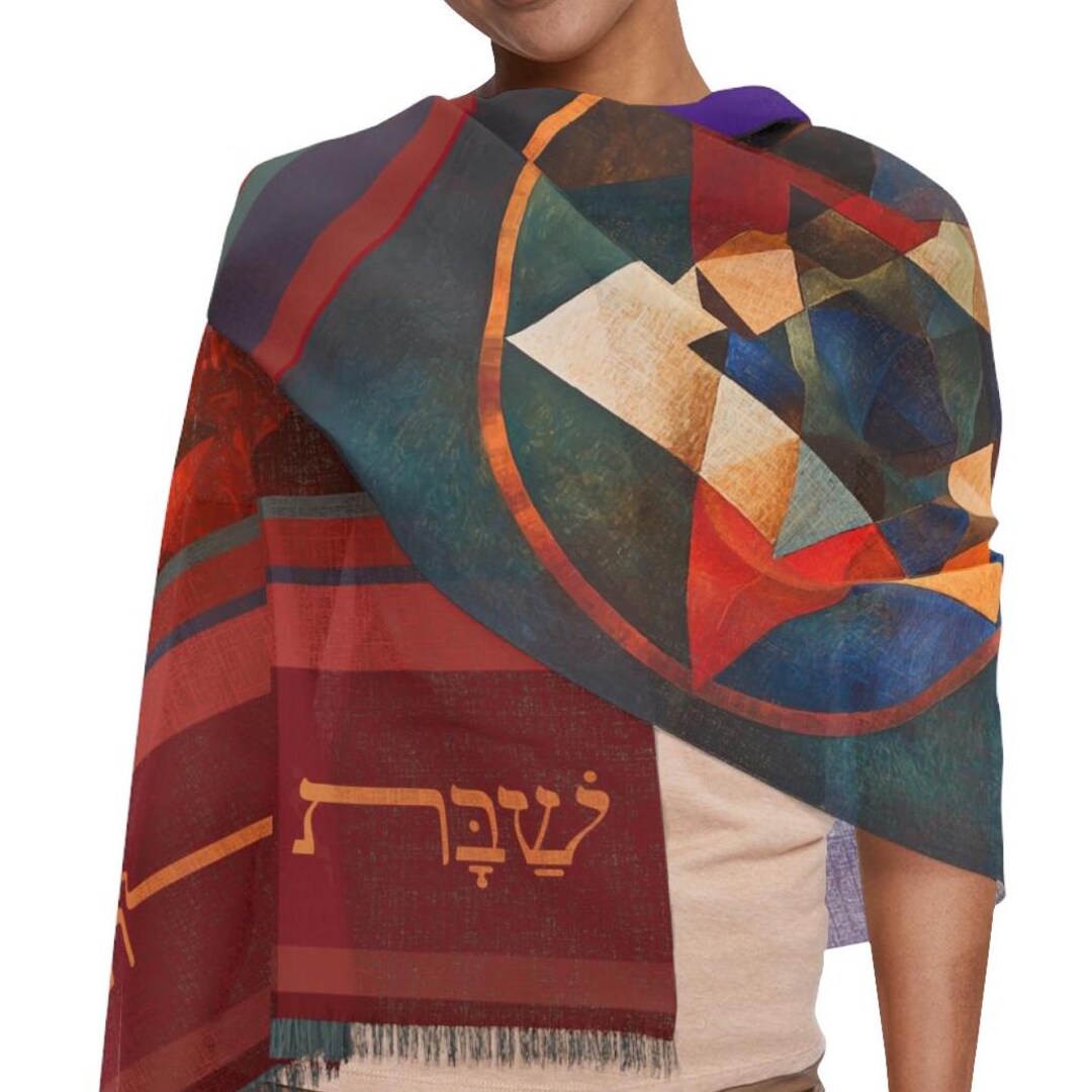 Shabbat Shalom Light Scarf Gift, Jewish Shawl, Magen David Inspired by ...