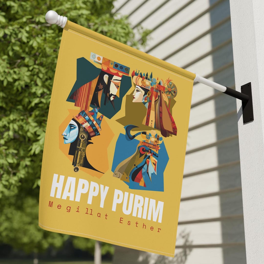 Happy Purim Garden and House Banner, Jewish Purimshpiel Carnival Party ...