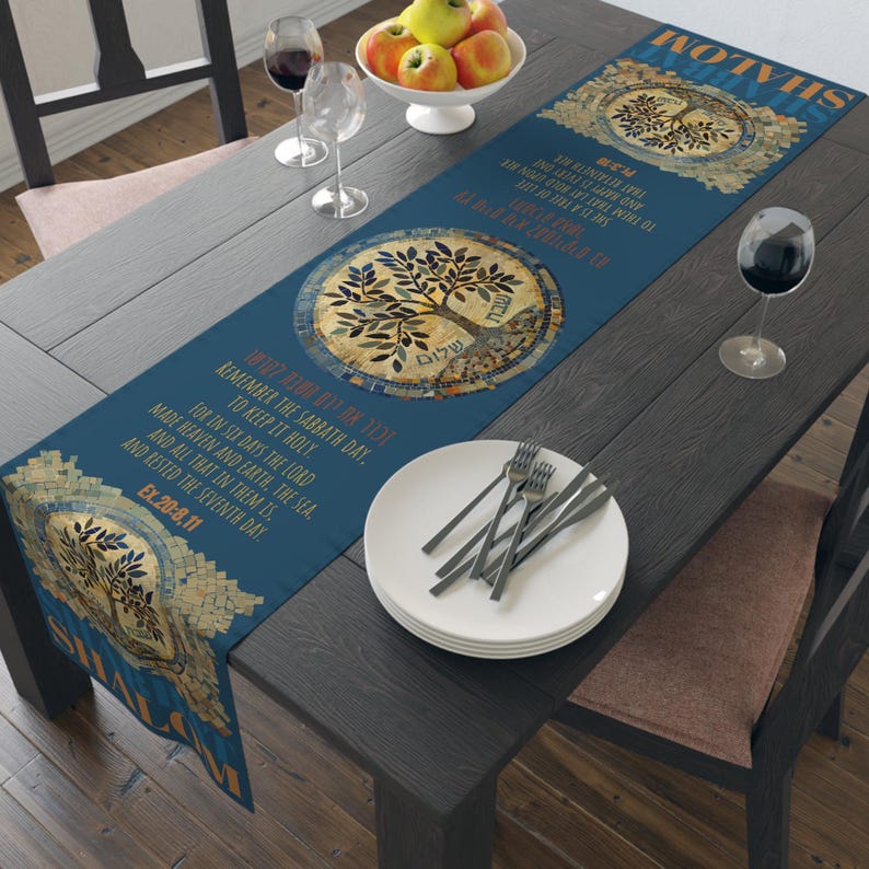 Tree of Life Shabbat Shalom Table Runner Jewish Housewarming Gift ...