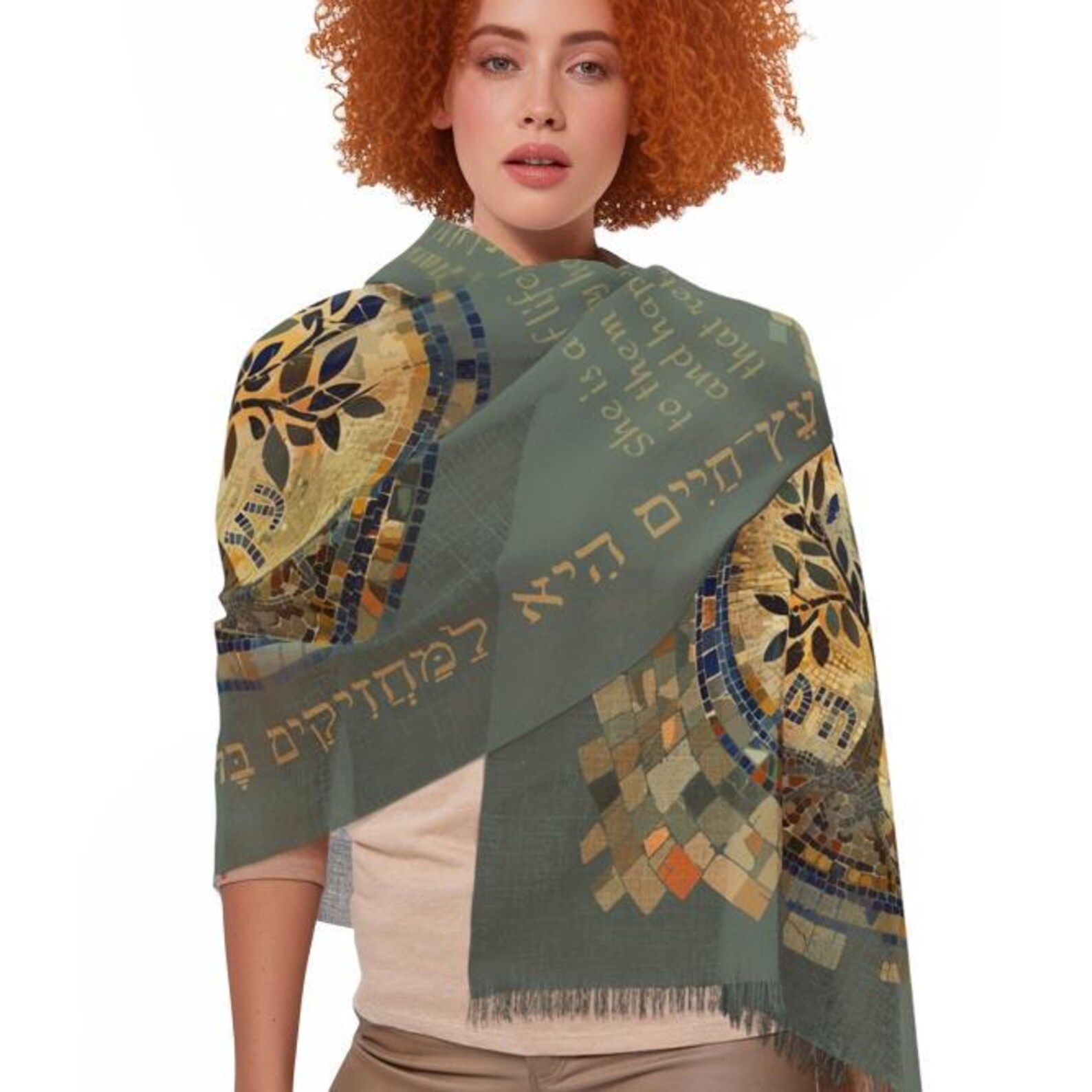 Rosh Hashanah Light Scarf Gift, Jewish Prayer Shawl for Women, Hebrew ...