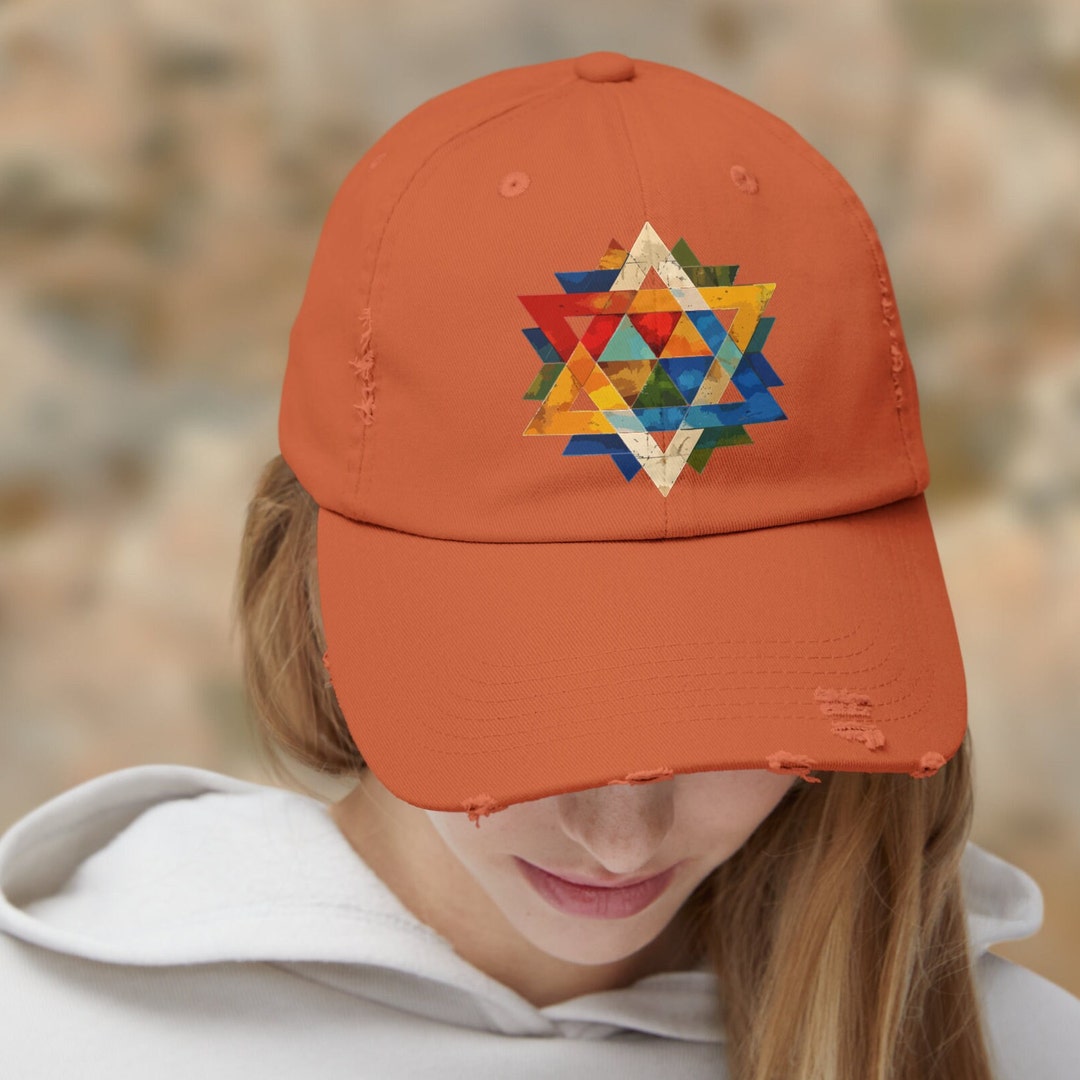 Israeli Star Hat Gift, Jewish Symbol Magen David Unisex Distressed Cap ...