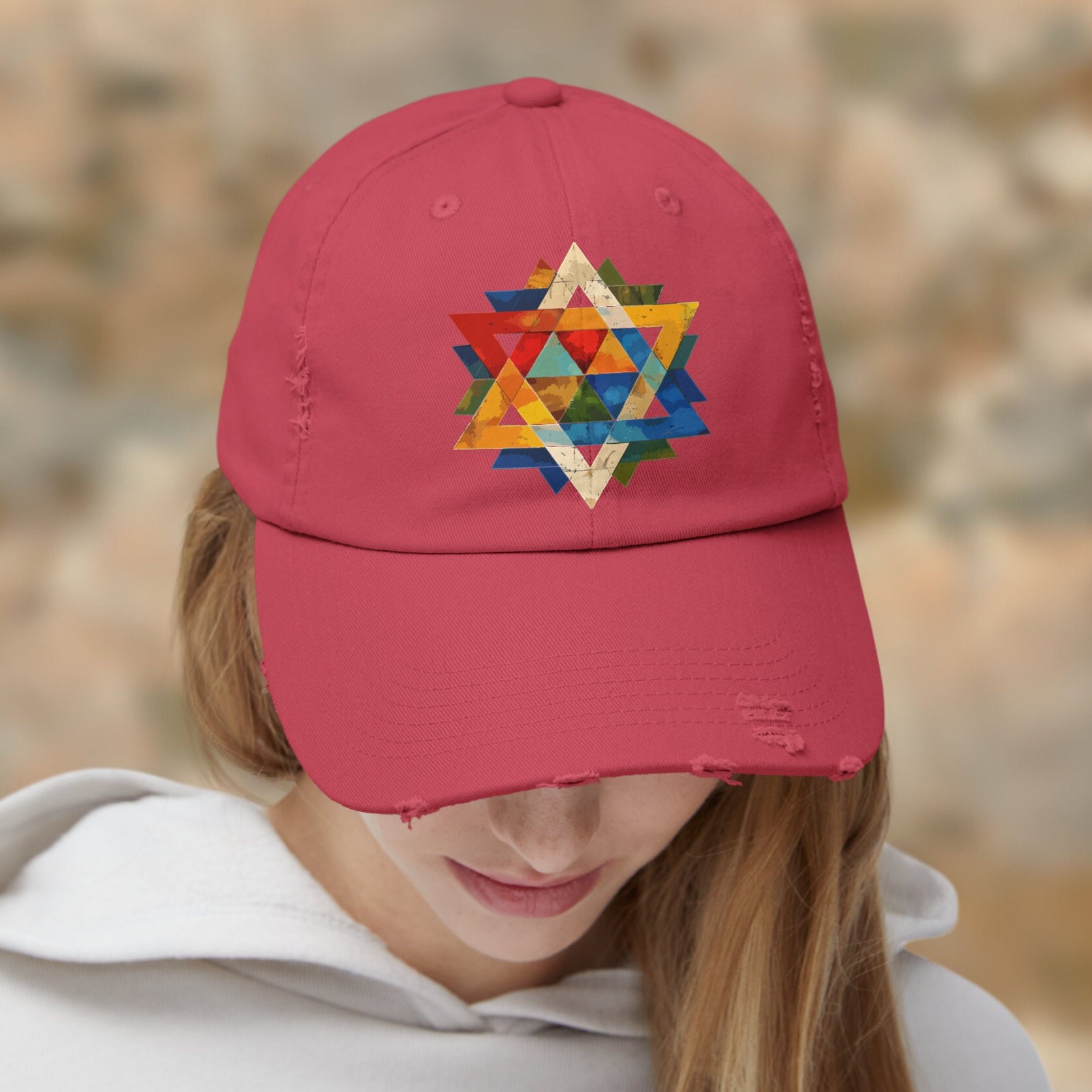 Israeli Star of David Hat, Jewish Symbol Magen David Unisex Distressed ...