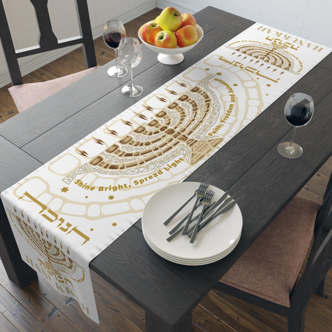 Hanukkah Table Runner Gift, Jewish Feast of Lights, Chanukah Holiday ...