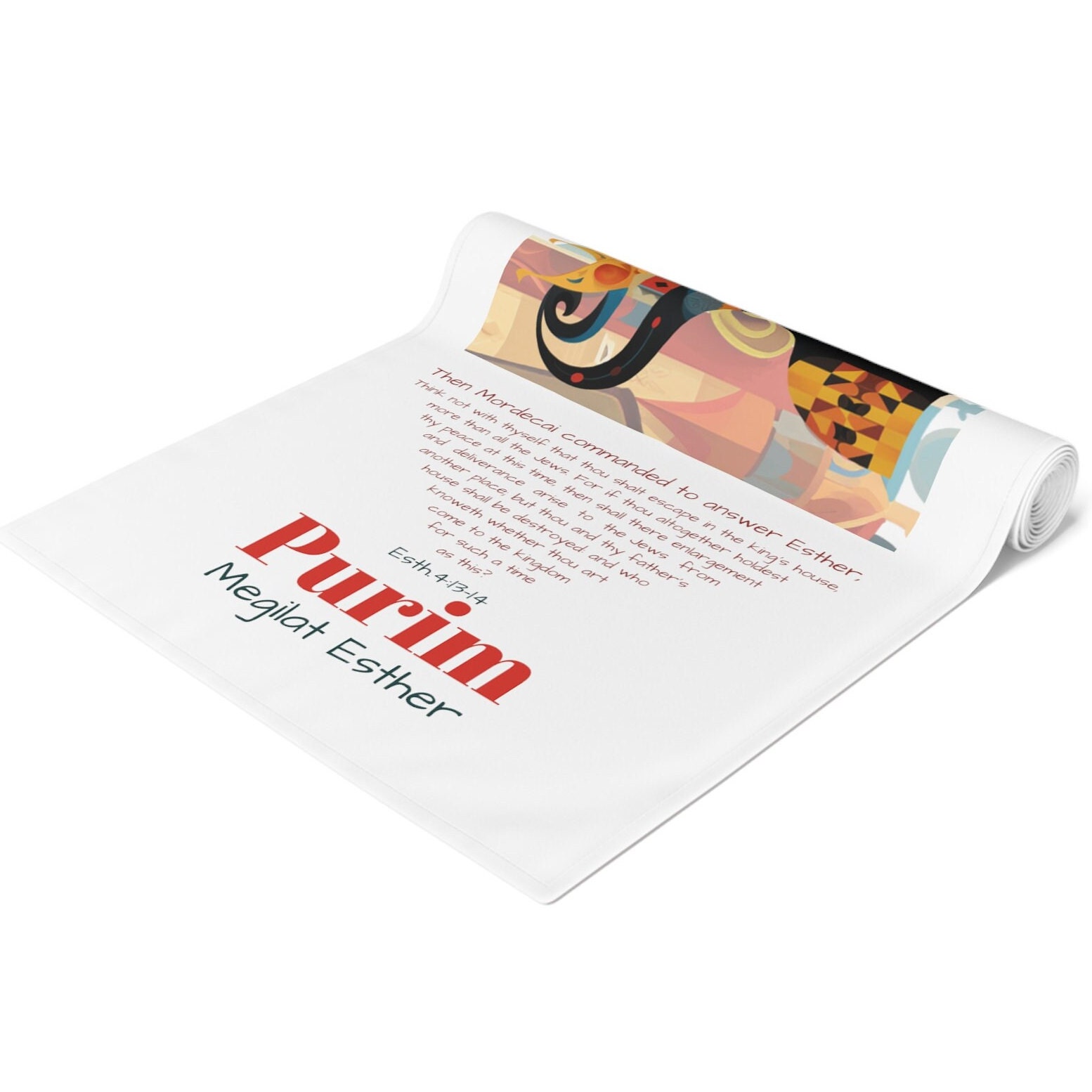 Purim Spiel Table Runner (cotton, Poly), Gift for Jewish Holiday Purim ...