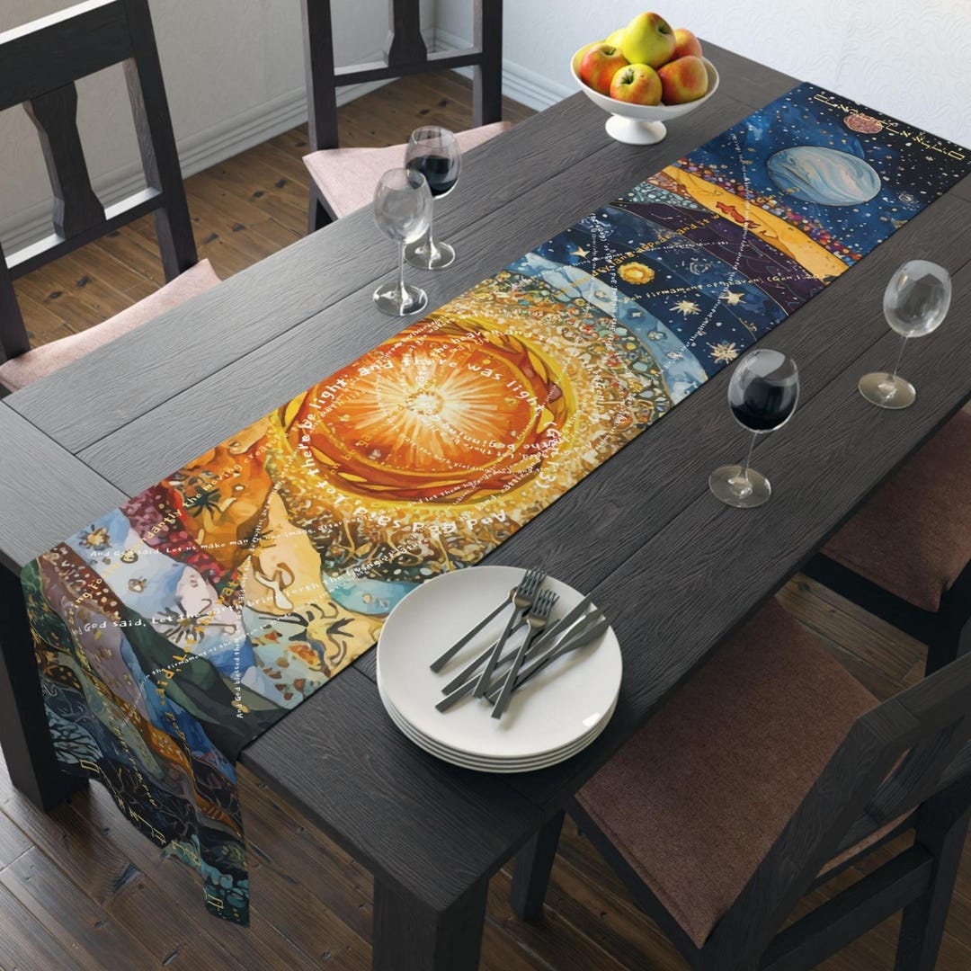 Creation of the World Table Runner, Rosh Hashanah Gift, Ten Utterances ...
