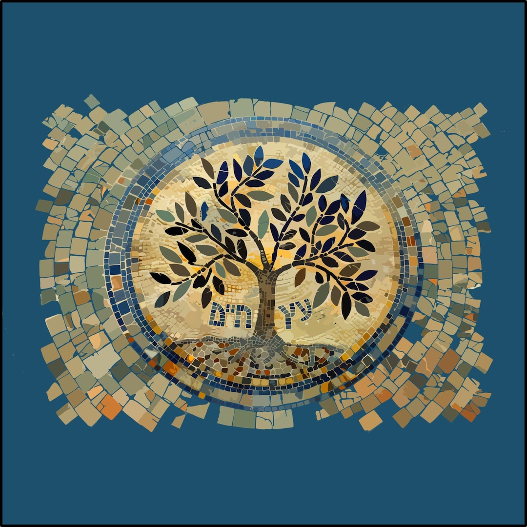 Tree of Life Cotton Fabric Piece for Sewing, Jewish Bible Based Design ...