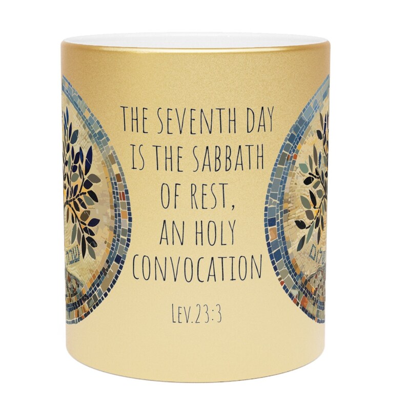 Shabbat Shalom Tree of Life Gold Metallic Color Mug 11 Oz Gift, Jewish ...