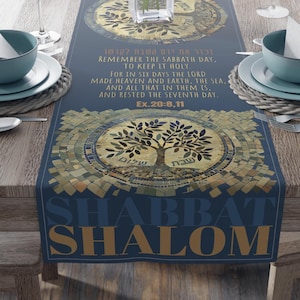 Tree of Life Shabbat Shalom Table Runner Jewish Housewarming Gift ...