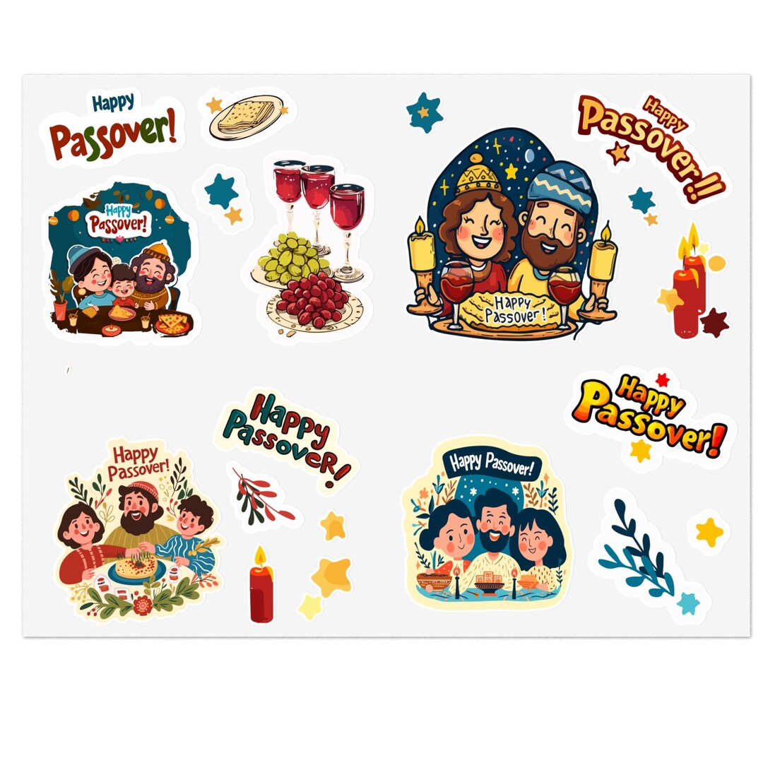 Happy Passover Stickers Sheets for Kids, Jewish Holiday Seder Pesach ...