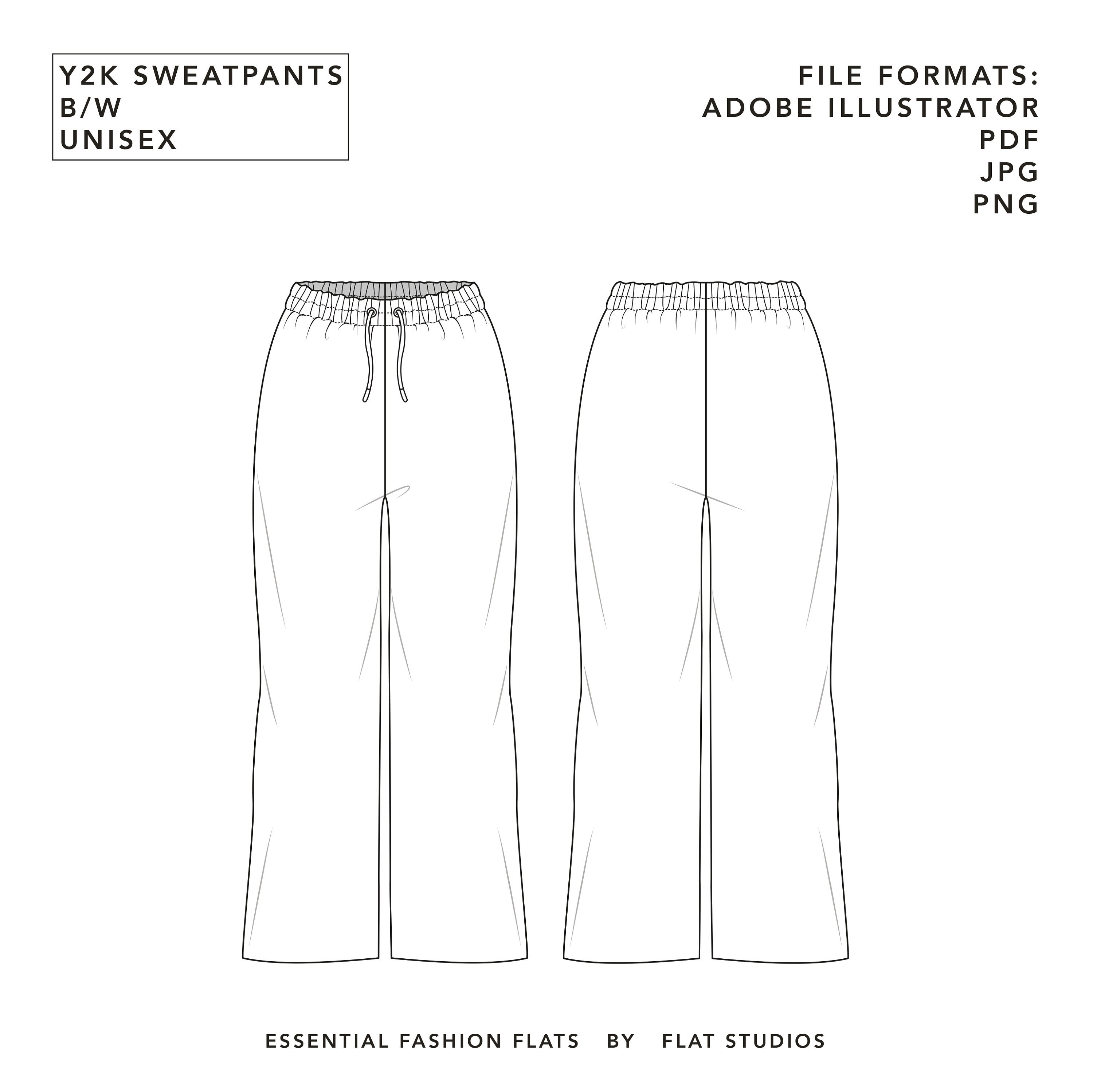 Y2K Sweatpants - Unisex Sweatpants, Vector CAD, Technical Drawing ...