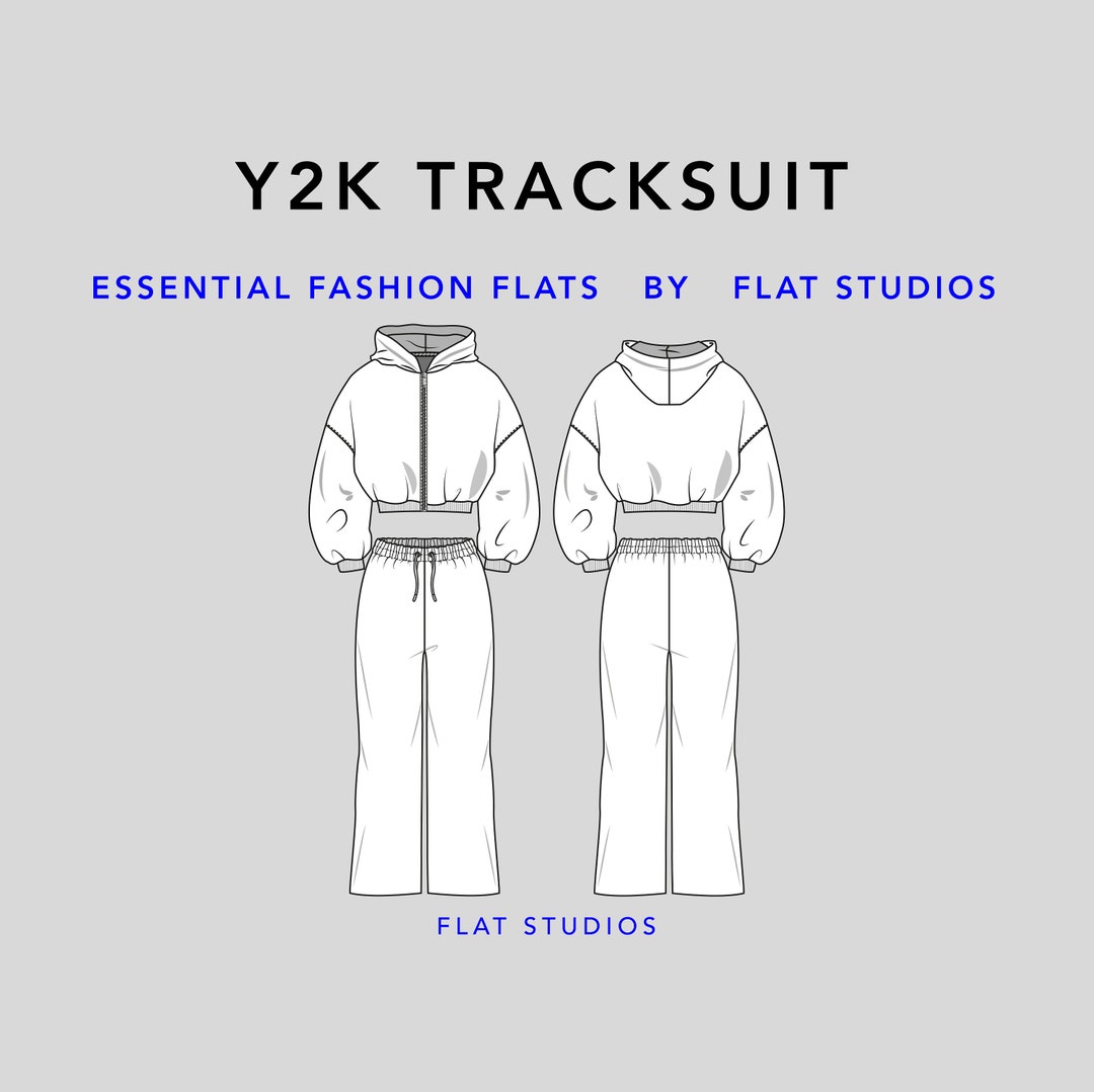 Y2K Tracksuit Unisex Tracksuit, Vector CAD, Technical Drawing, Digital ...