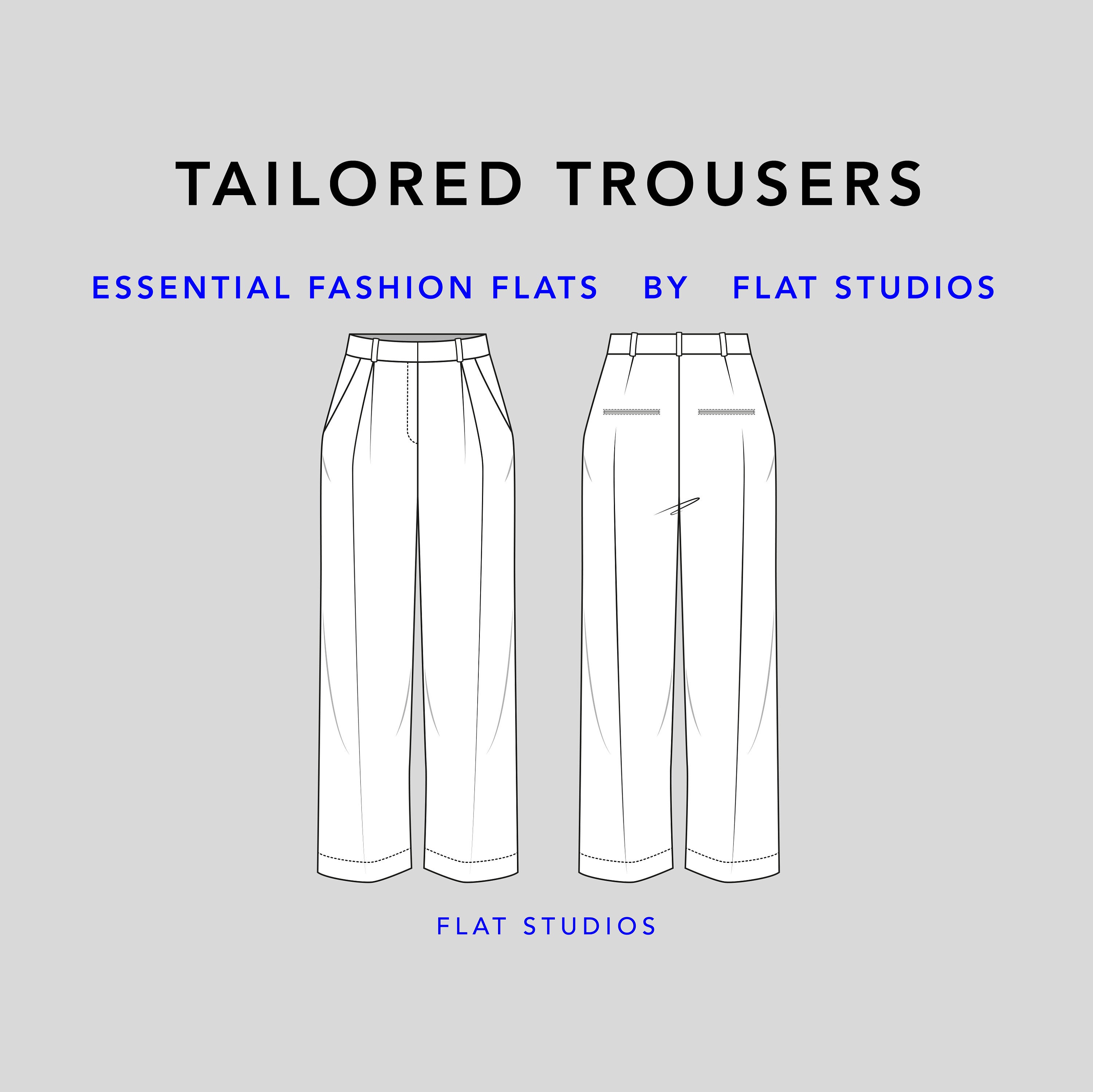 Tailored Trousers - Women's Suit Pants, Vector CAD, Technical Drawing ...